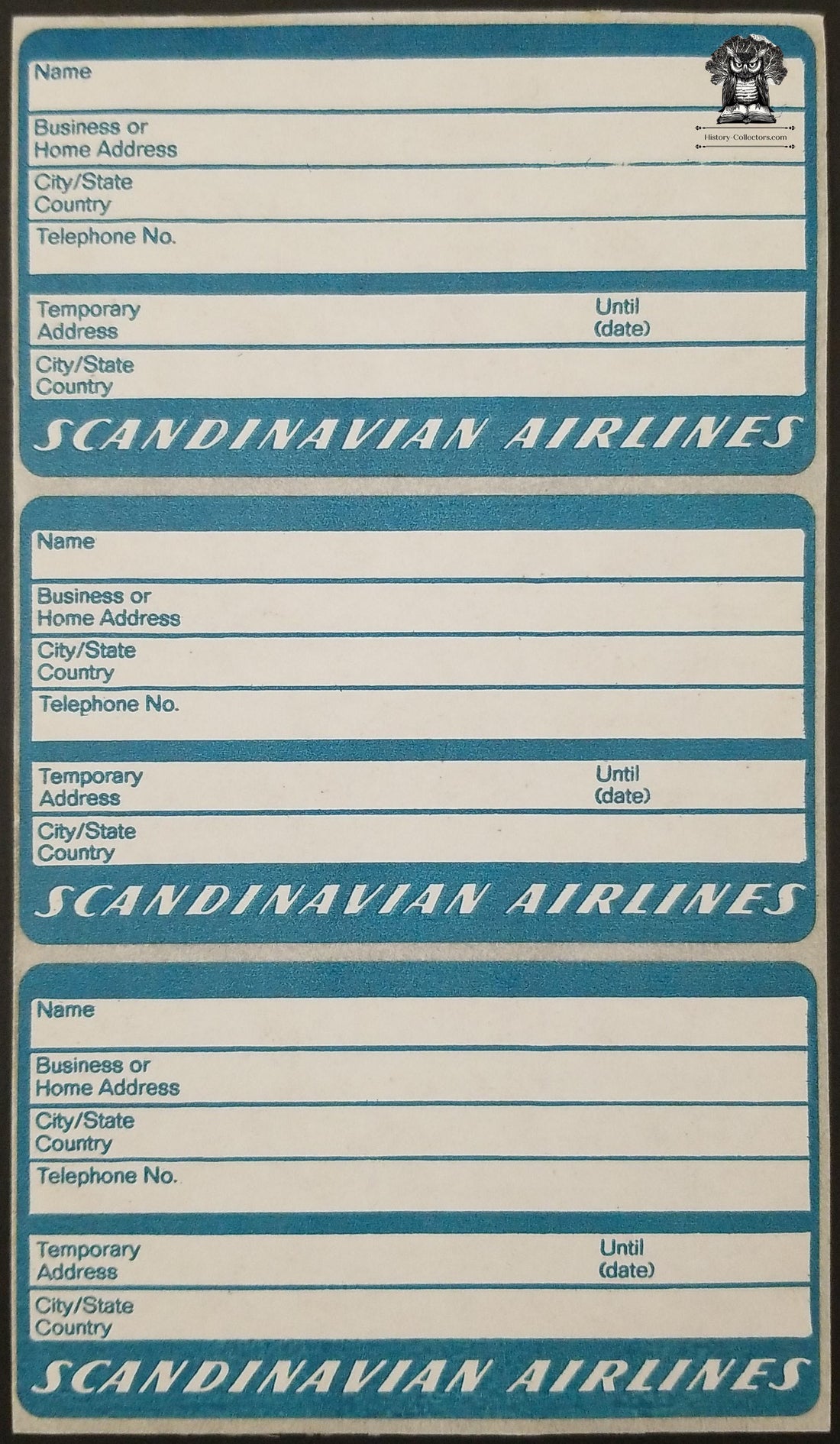 Vintage Scandinavian Airlines Luggage Baggage Travel Stickers x3 ...
