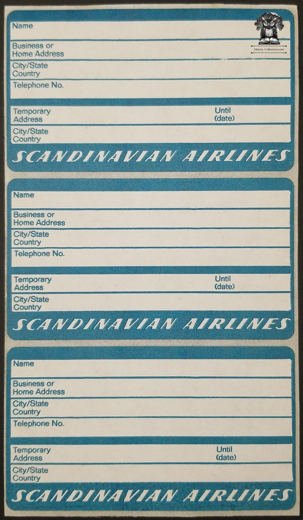 Vintage Scandinavian Airlines Luggage Baggage Travel Stickers x3 ...