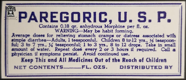 Vintage Paregoric Glass Bottle Pharmacy Label - Liquid Opium Morphine ...